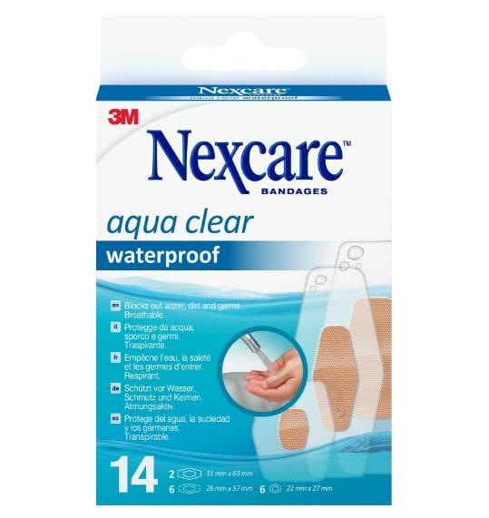 Plaster Nexacare Aqua - 3 størrelser, pk a 14 stk - Gymo AS